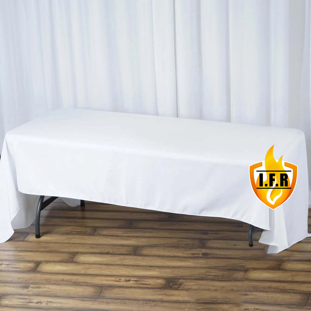 Fire Retardant Tablecloth 60"x126" White | TableclothsFactory