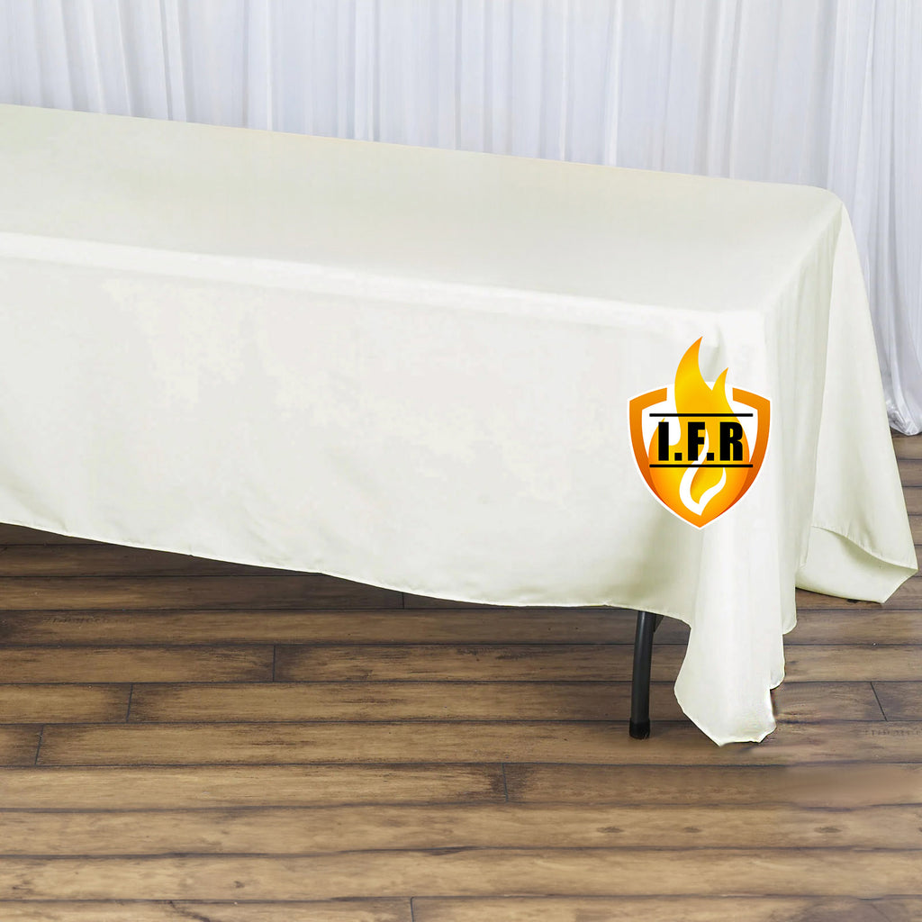 Fire Retardant Tablecloth 72"x120" Ivory | TableclothsFactory
