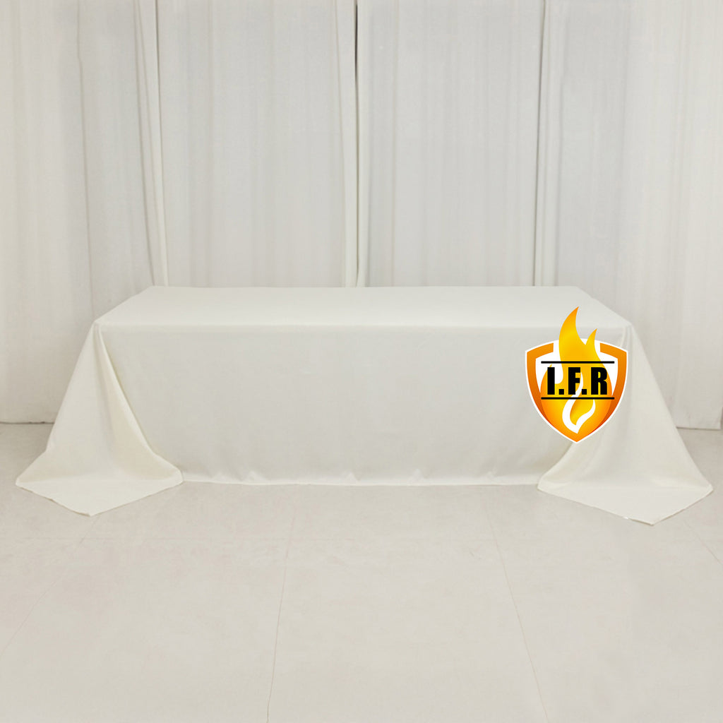 Fire Retardant Tablecloth 90"x156" Ivory | TableclothsFactory
