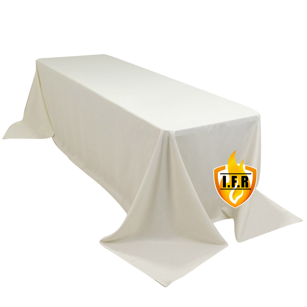 Fire Retardant Tablecloth 90"x156" Ivory | TableclothsFactory