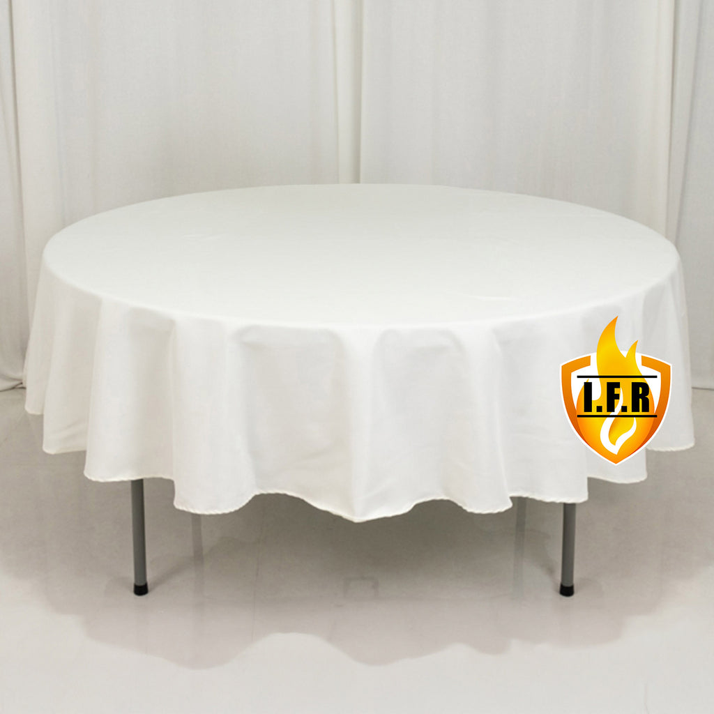 Fire Retardant Round Tablecloth 90" Ivory | TableclothsFactory