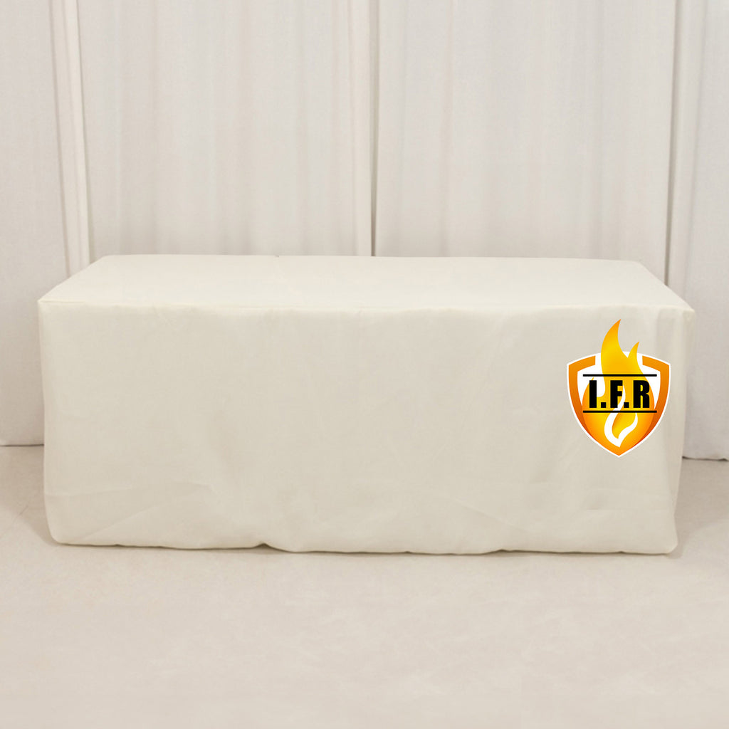Fire Retardant Fitted Tablecloth 6ft Ivory | TableclothsFactory