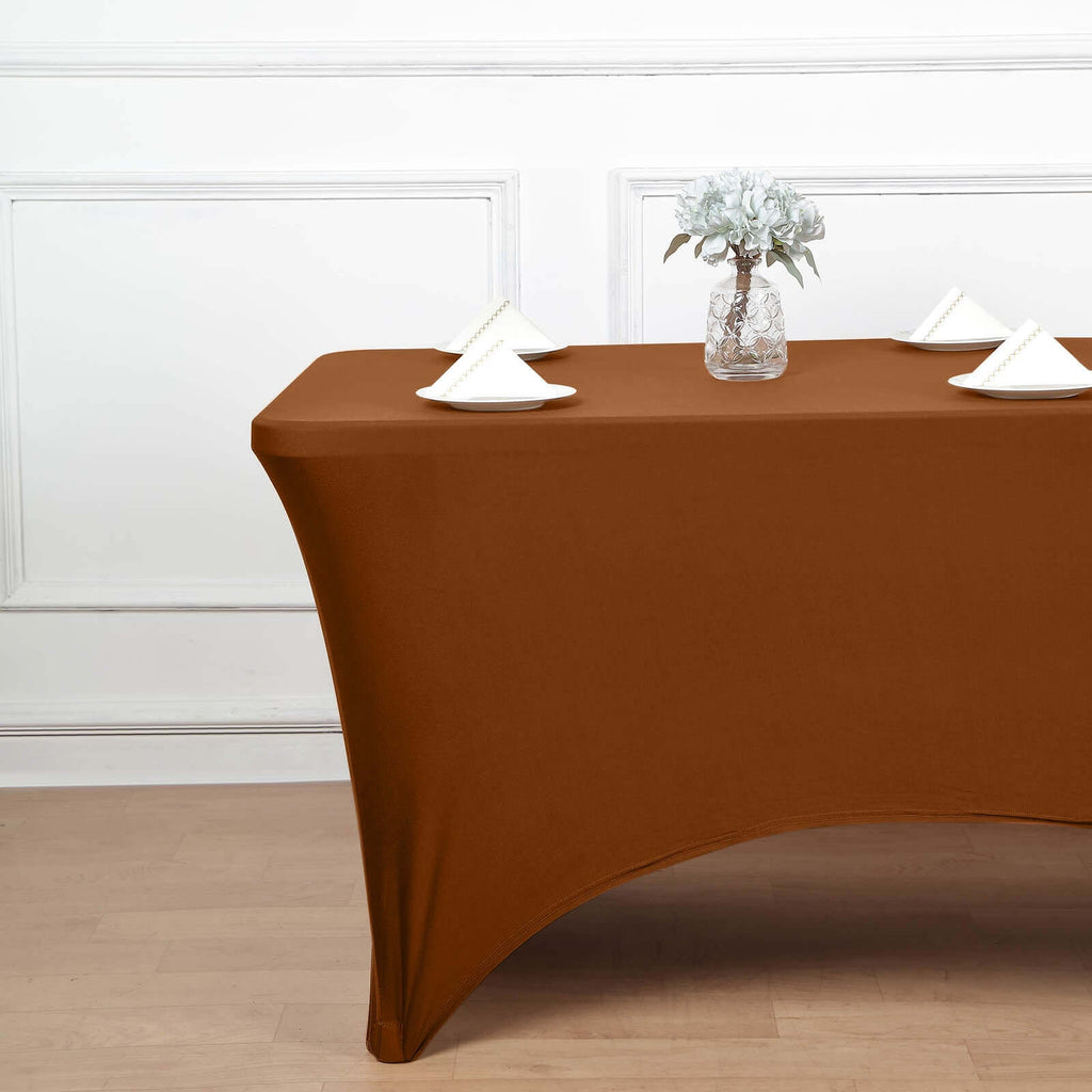 Spandex Tablecloth 6ft Cinnamon Brown by TableclothsFactory.com