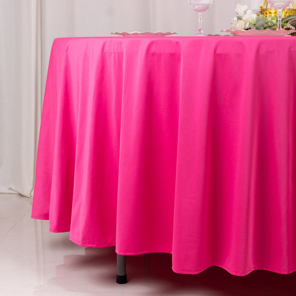 Scuba 108" Round Tablecloth - Fuchsia | TableclothsFactory