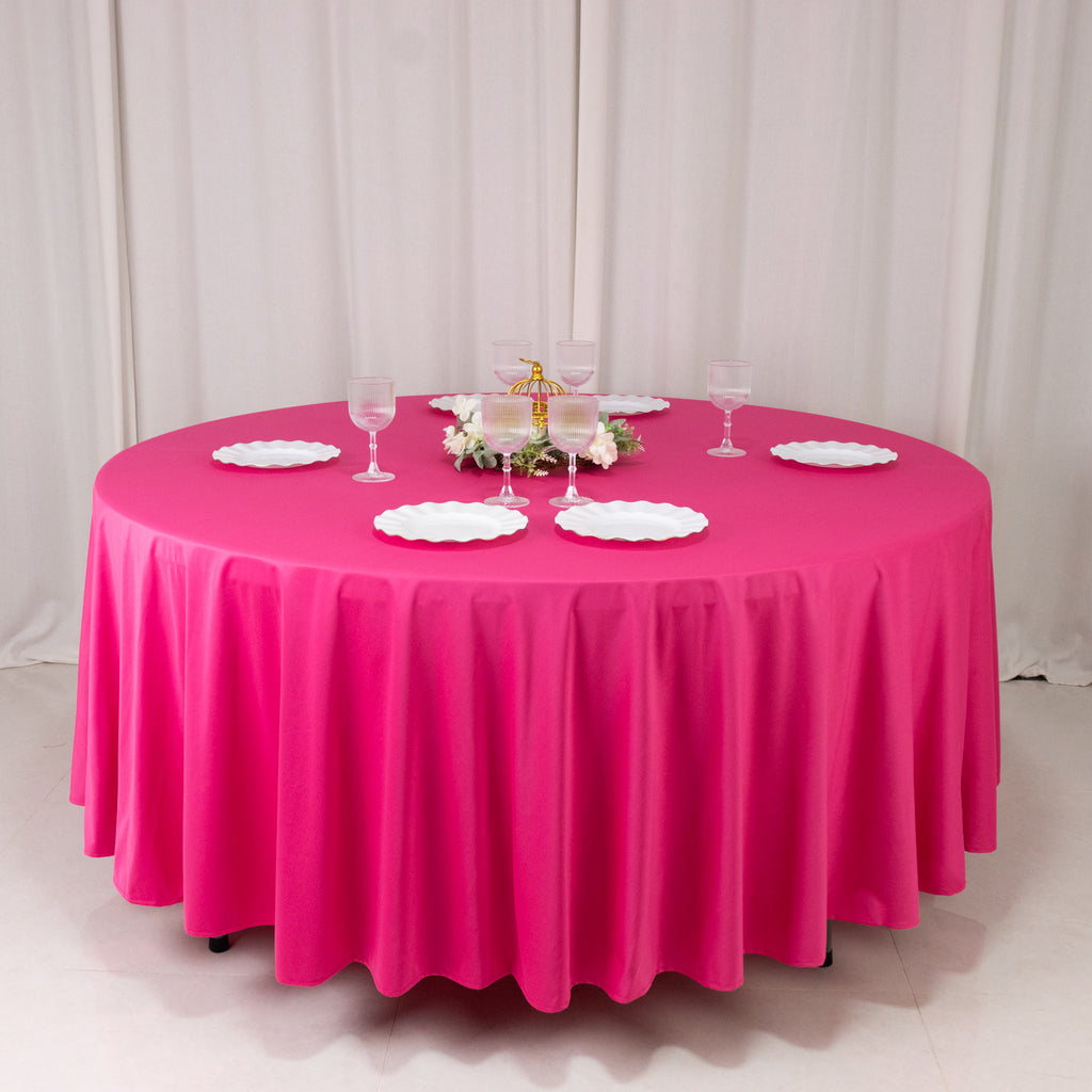 Scuba 108" Round Tablecloth - Fuchsia | TableclothsFactory