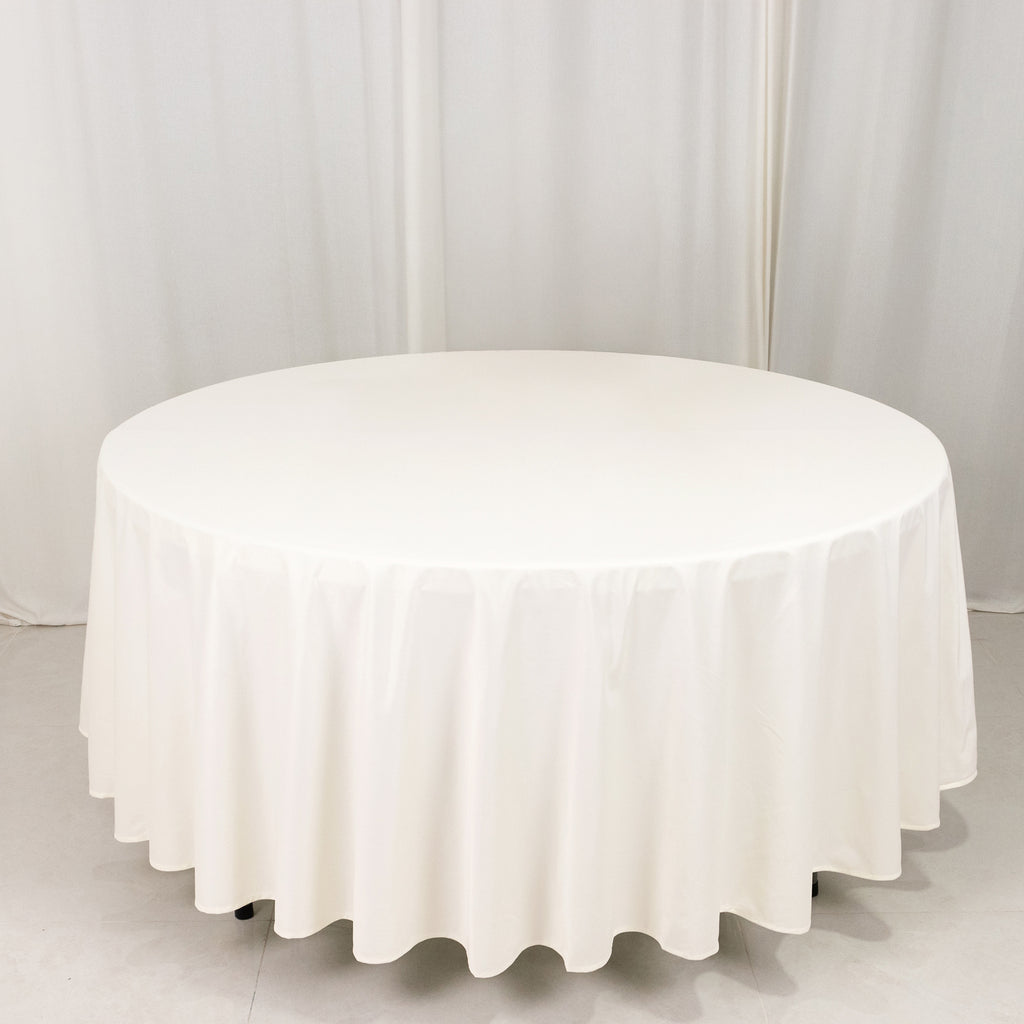Premium Scuba Round Tablecloth 108" Ivory | TableclothsFactory