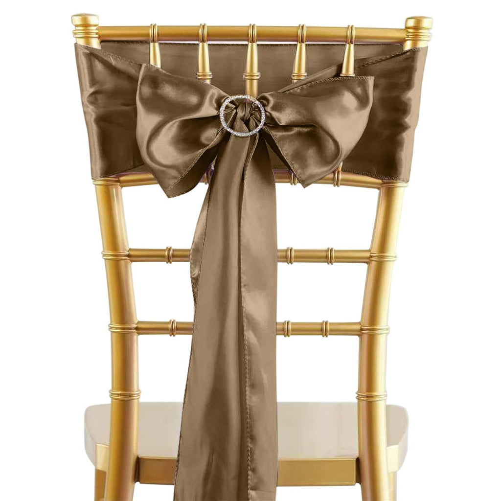 Satin Chair Sashes 6"x106" Taupe by TableclothsFactory.com