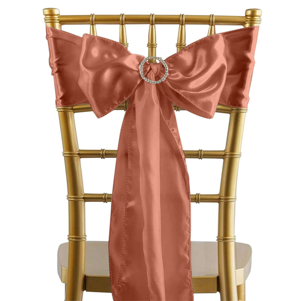 Satin Chair Sashes 6"x106" Terracotta by TableclothsFactory.com