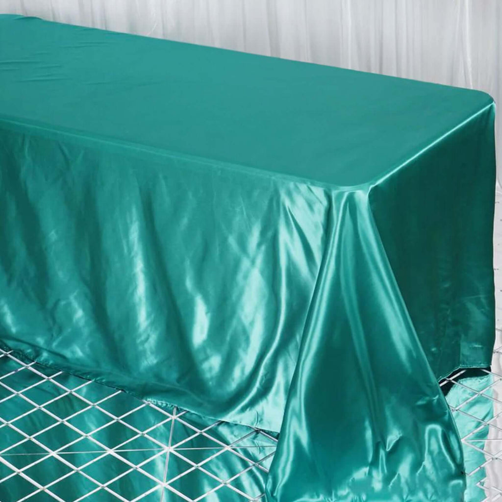 Satin Tablecloth 90"x132" Turquoise by TableclothsFactory.com