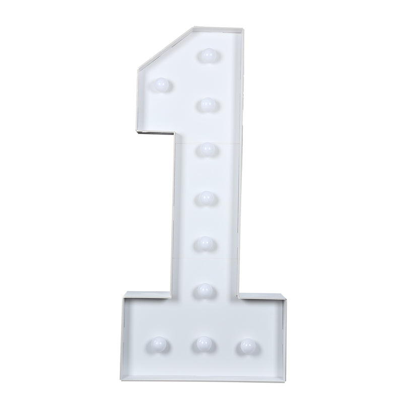 4ft White LED Marquee Number "1" by TableclothsFactory