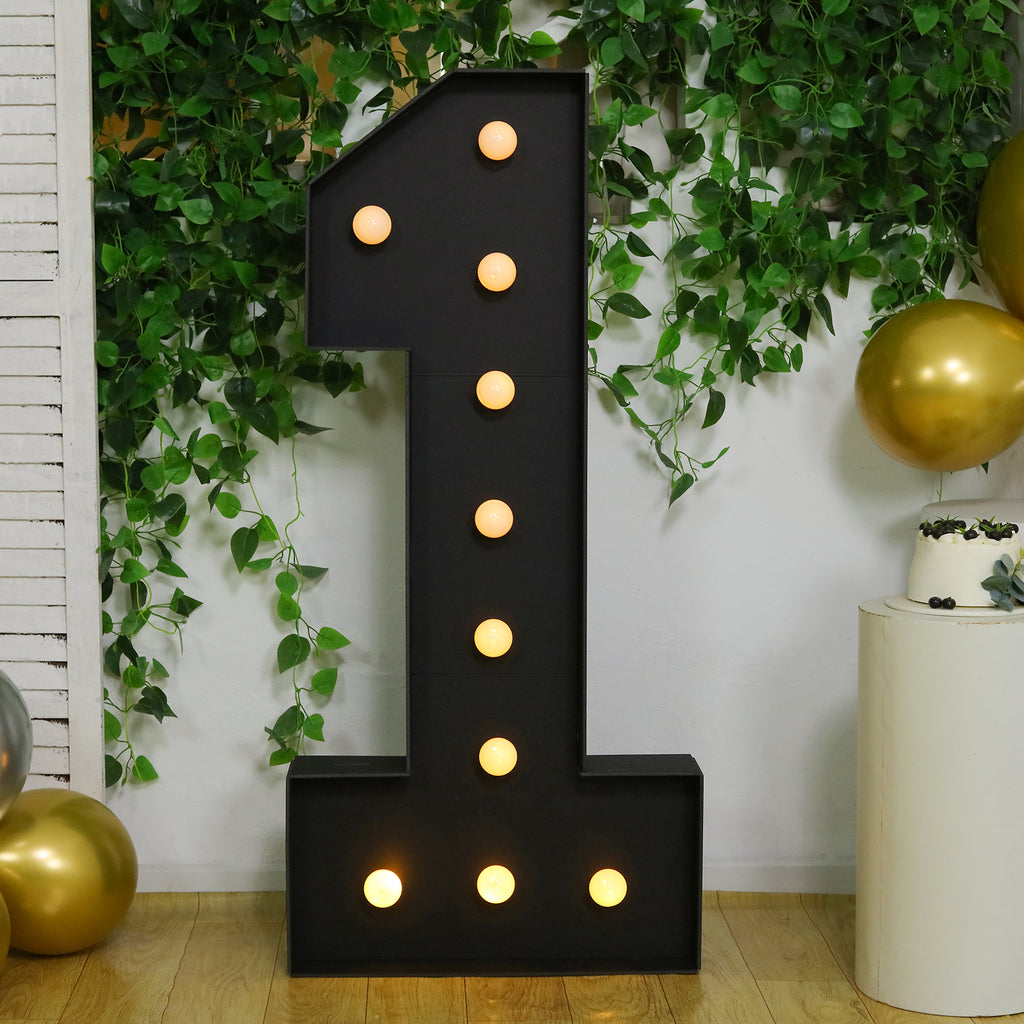 4ft LED Number 1 Marquee Sign Black | TableclothsFactory