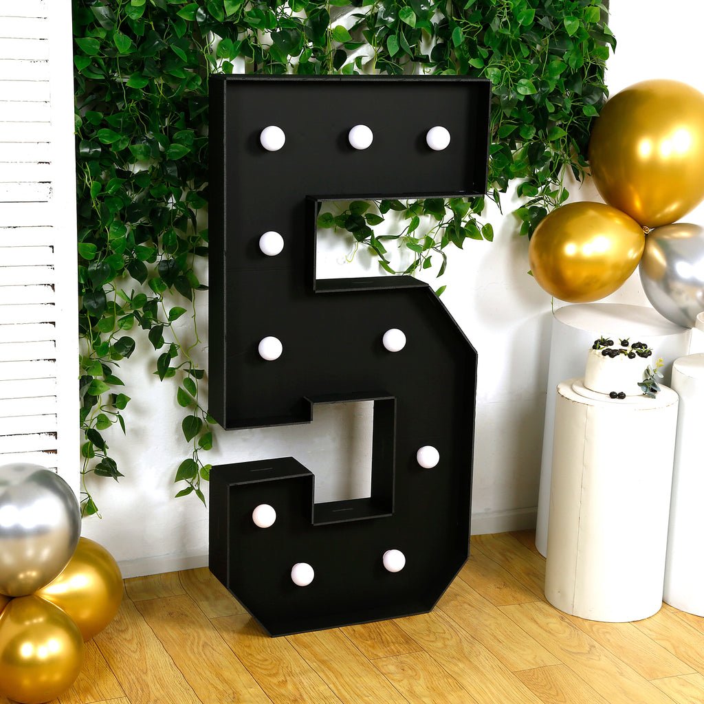 4ft LED Number 5 Marquee Sign Black | TableclothsFactory