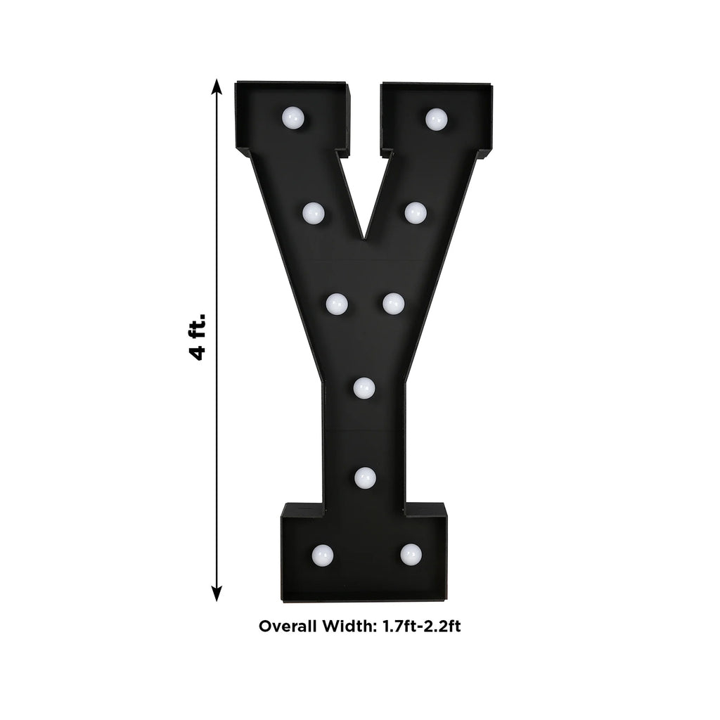 4ft LED Letter Y Marquee Sign Black | TableclothsFactory