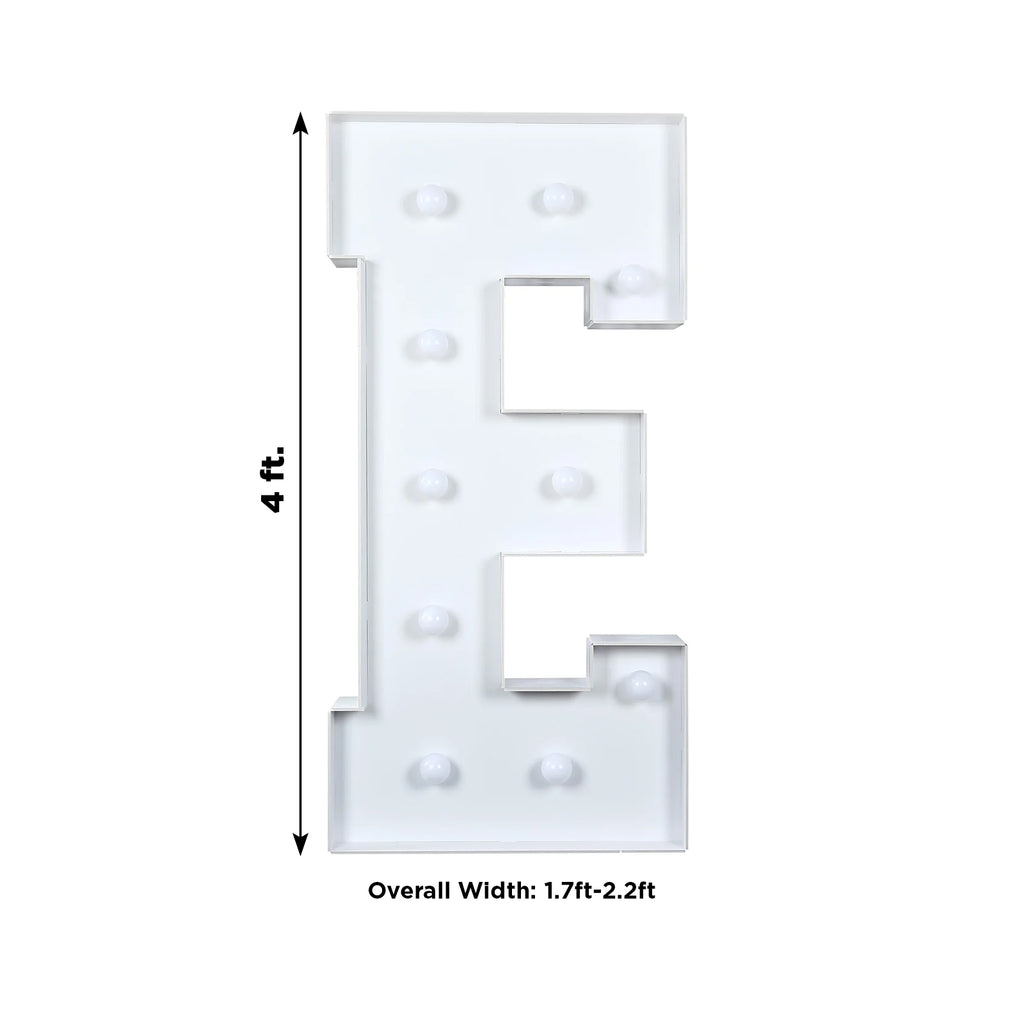 4ft White LED Marquee Letter "E" by TableclothsFactory