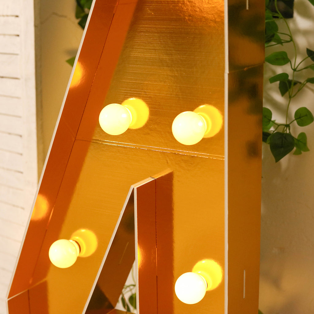 LED Marquee Light Up Number 4, 4ft Gold | TableclothsFactory