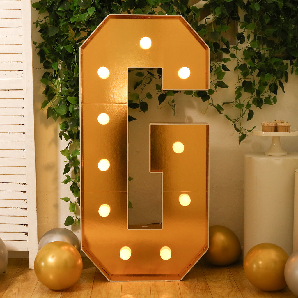 LED Marquee Light Up Letter G, 4ft Gold | TableclothsFactory