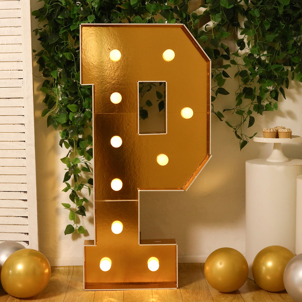 LED Marquee Light Up Letter P, 4ft Gold | TableclothsFactory