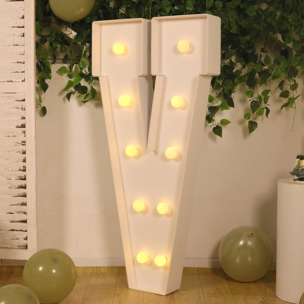 4ft White LED Marquee Letter "V" by TableclothsFactory