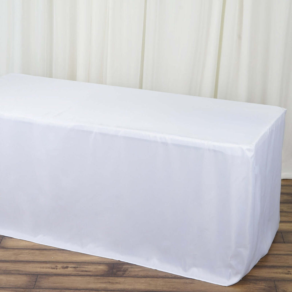Fitted Polyester Tablecloth 48"x30" White by TableclothsFactory.com