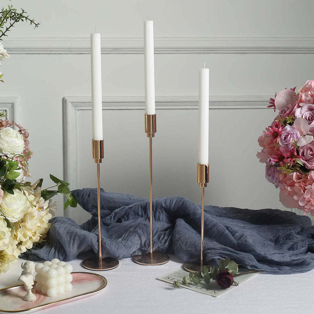 White Ribbed Taper Candles 5 Pack by TableclothsFactory.com