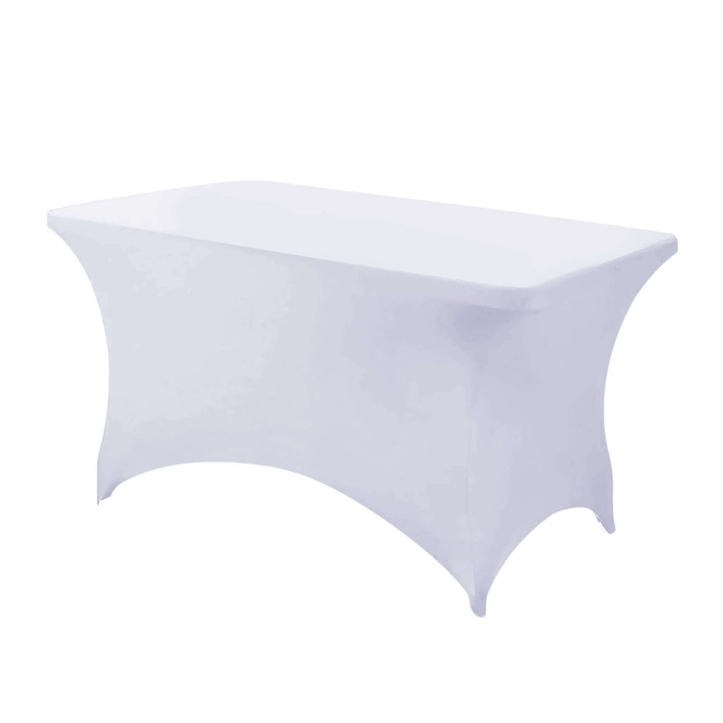 Spandex Rectangle Tablecloth 48"x30" White by TableclothsFactory.com