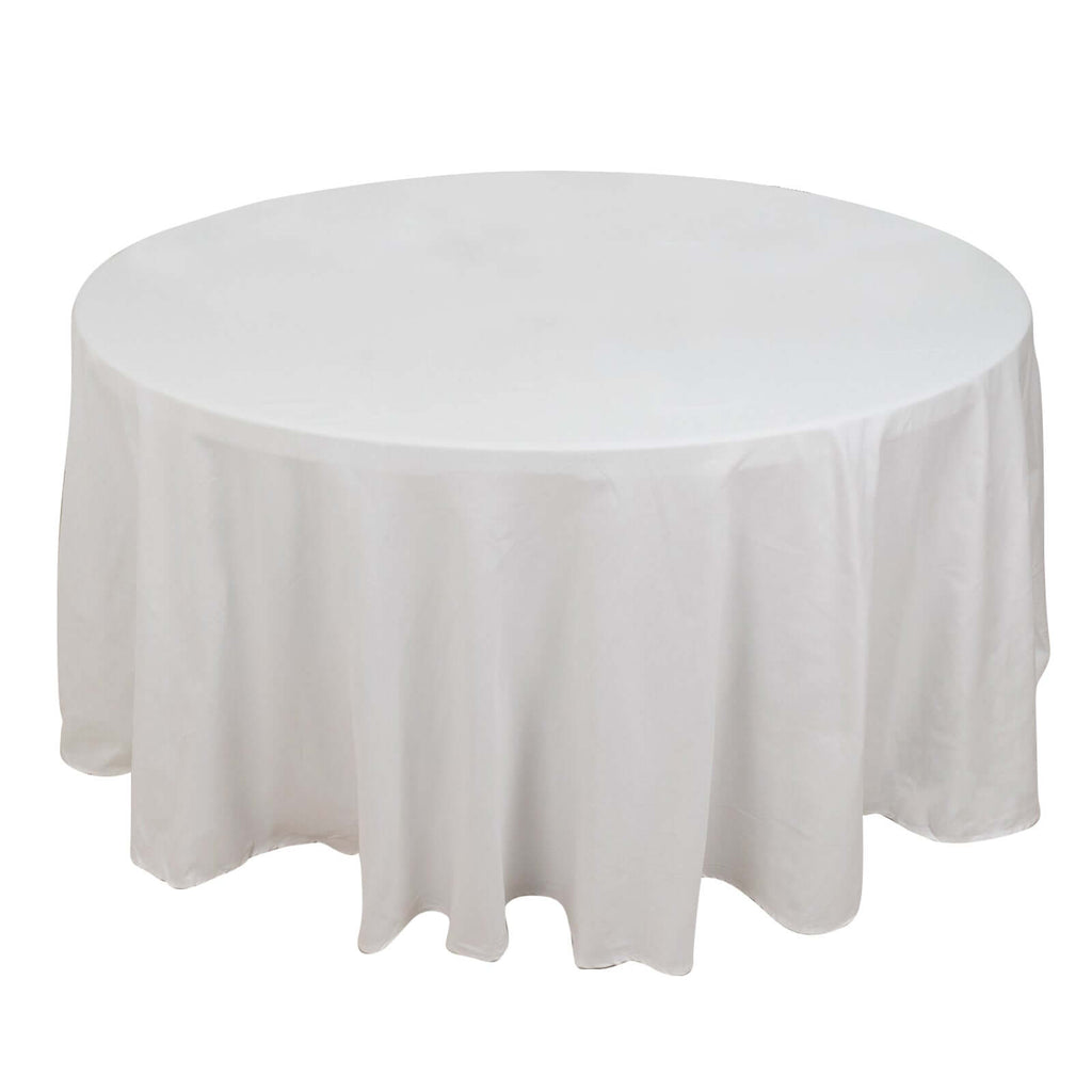 100% Cotton Round Tablecloth 120" White by TableclothsFactory.com