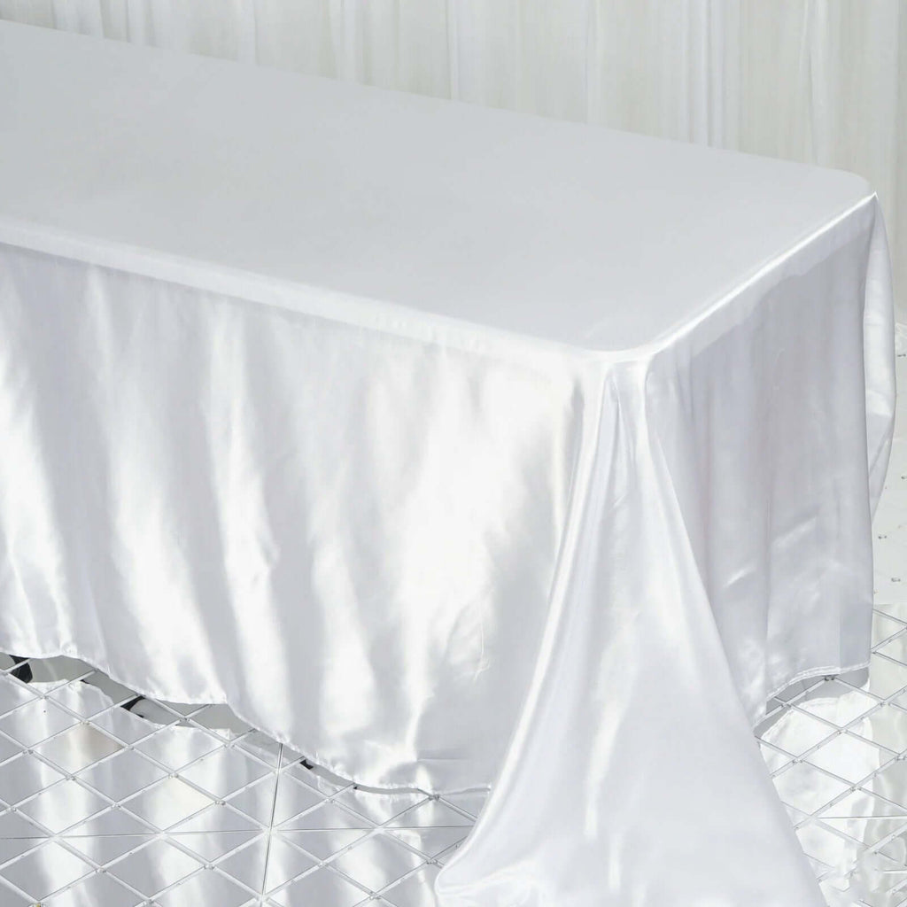 Satin Rectangle Tablecloth 90"x132" White by TableclothsFactory.com