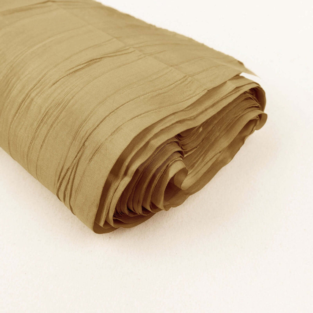 Gold Crinkle Taffeta Fabric Bolt 54"x10 Yards | tableclothsfactory.com
