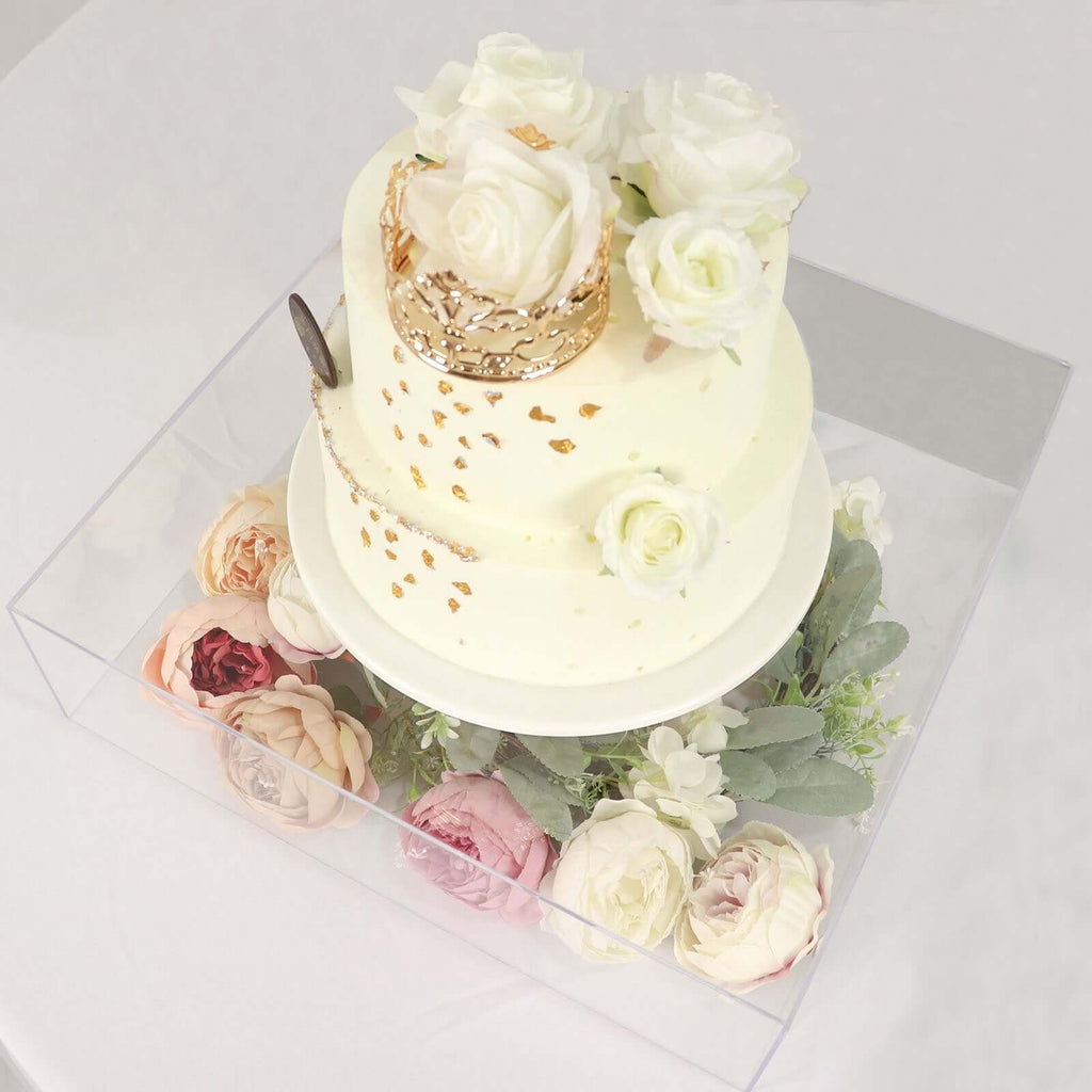 Clear Acrylic Cake Box Stand 18x18" | TableclothsFactory