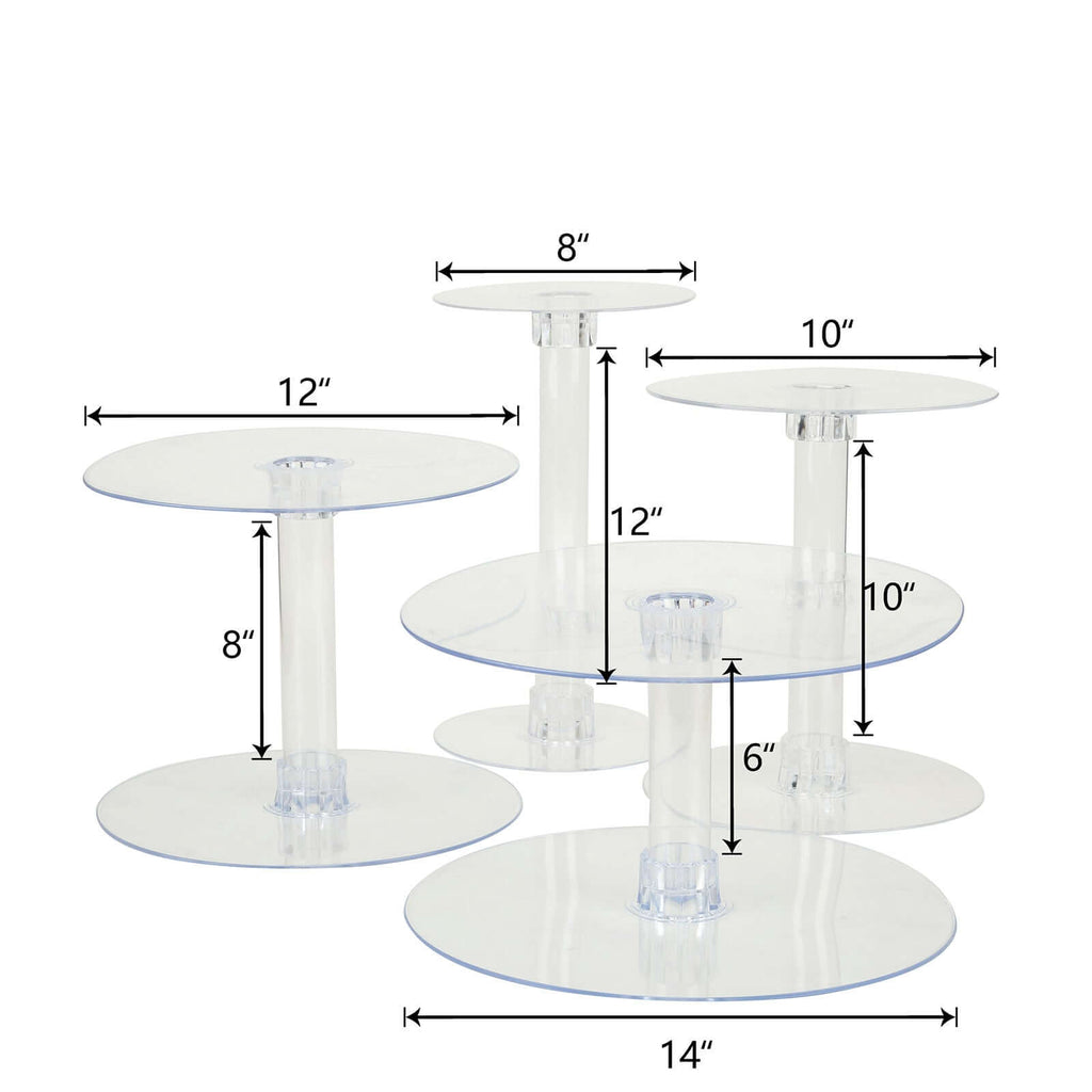 4-Tier Acrylic XL Cake Stand Assorted Sizes Clear | TableclothsFactory