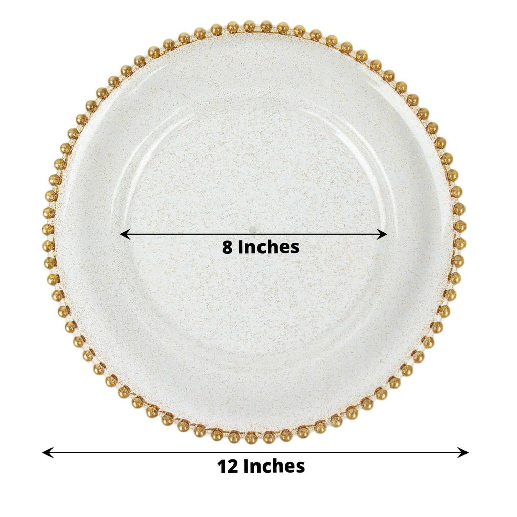 Beaded Rim Acrylic Charger Plates Clear/Gold Glitter 13 ...