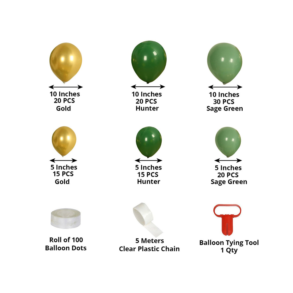 Eco-Friendly Green Gold Balloon Kit | TableclothsFactory