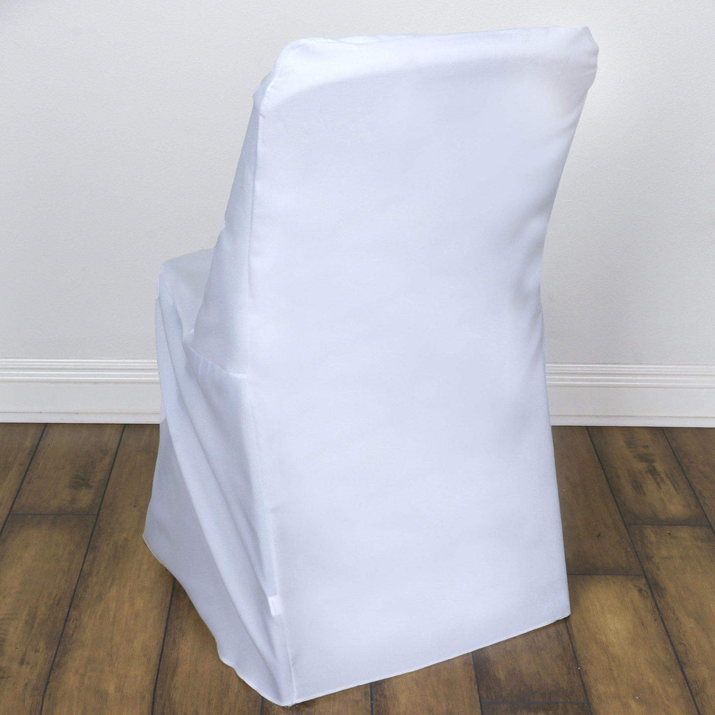 Polyester Lifetime Folding Chair Cover White | TableclothsFactory