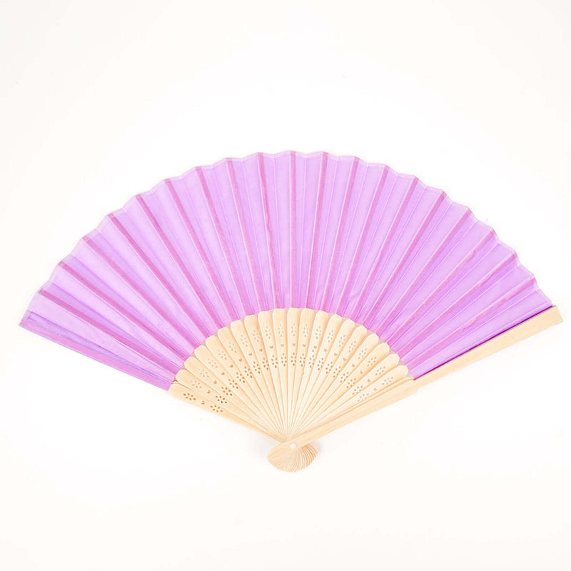 Purple Asian Silk Folding Fans 5 Pack | tableclothsfactory.com