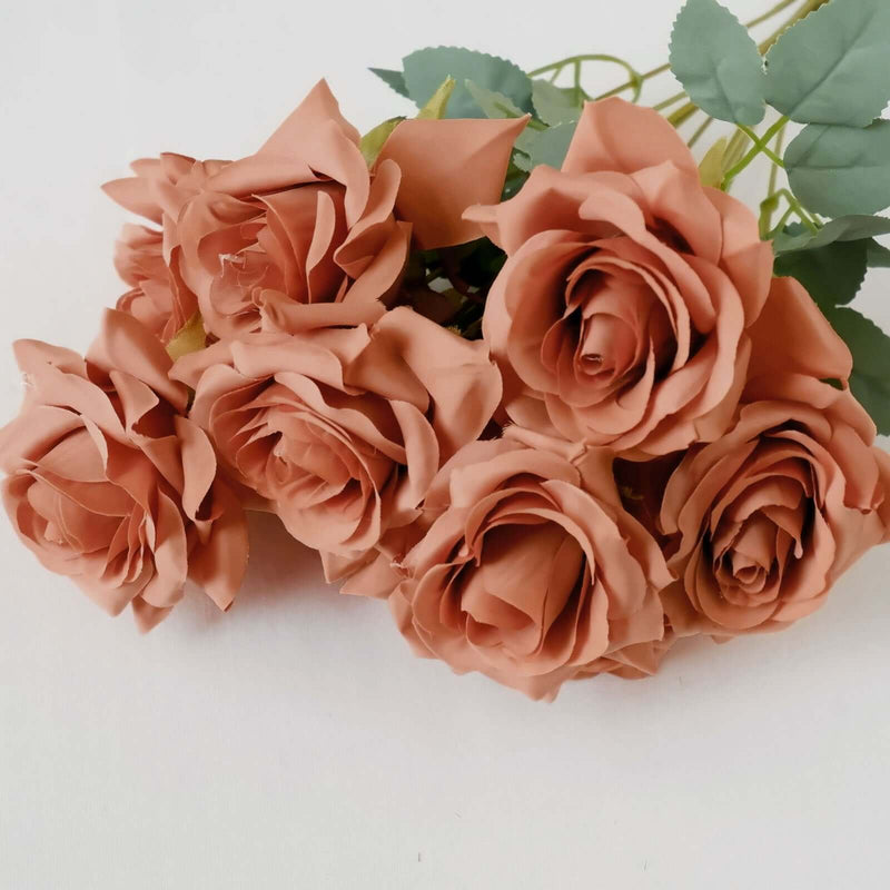 17" Ivory Real Touch Silk Rose Bouquets | tableclothsfactory.com