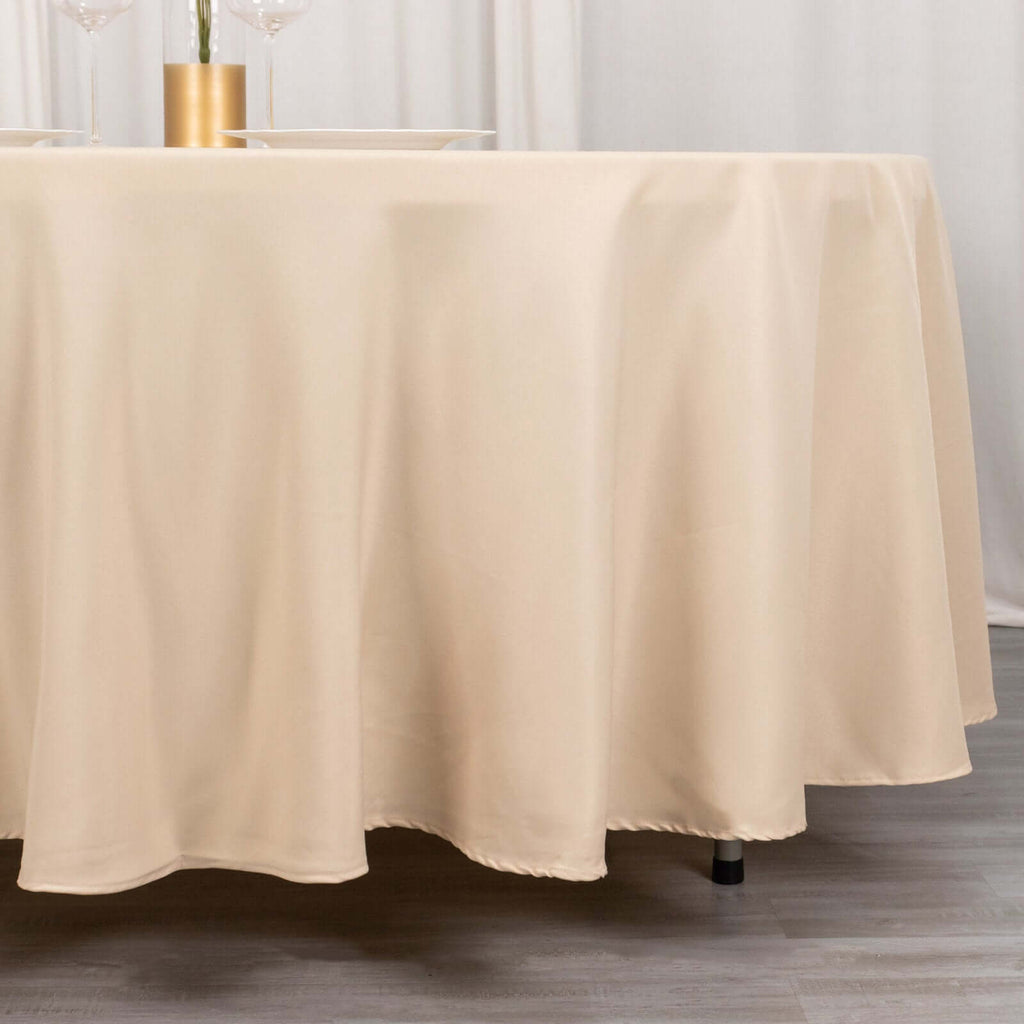 Premium Polyester Tablecloth 108" Beige | TableclothsFactory