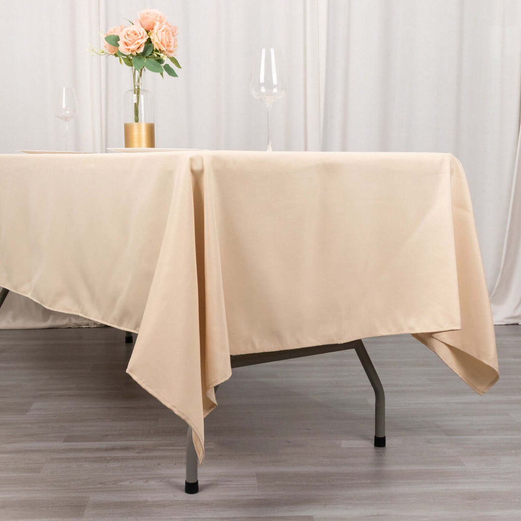Premium Polyester Tablecloth 60"x102" Beige | TableclothsFactory