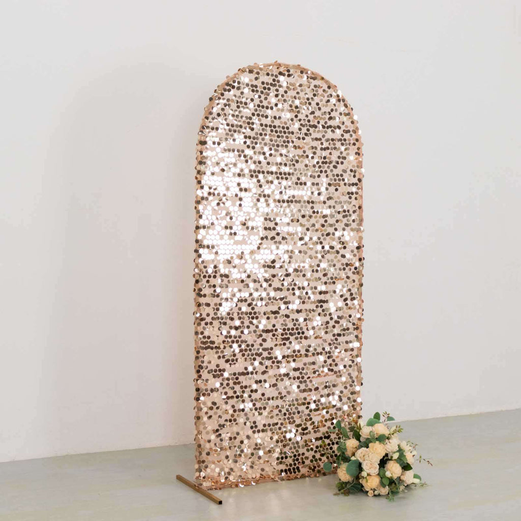 Rose Gold Sequin Wedding Arch Cover | TableclothsFactory