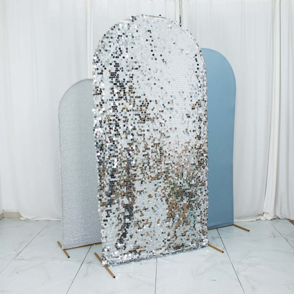 Dusty Blue Sequin Wedding Arch Frame Covers | TableclothsFactory
