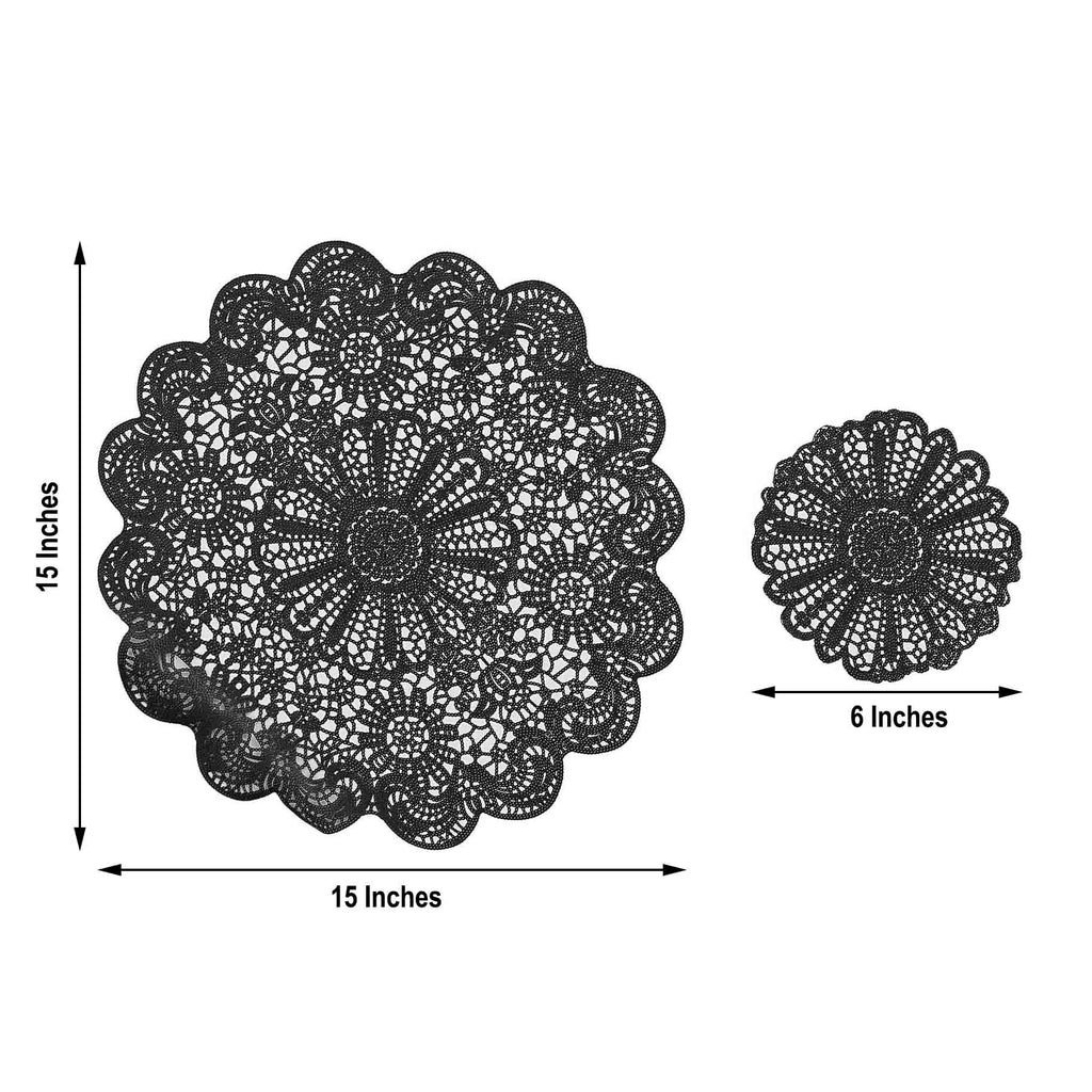 Vinyl Placemats Floral Lace Black 15" | TableclothsFactory