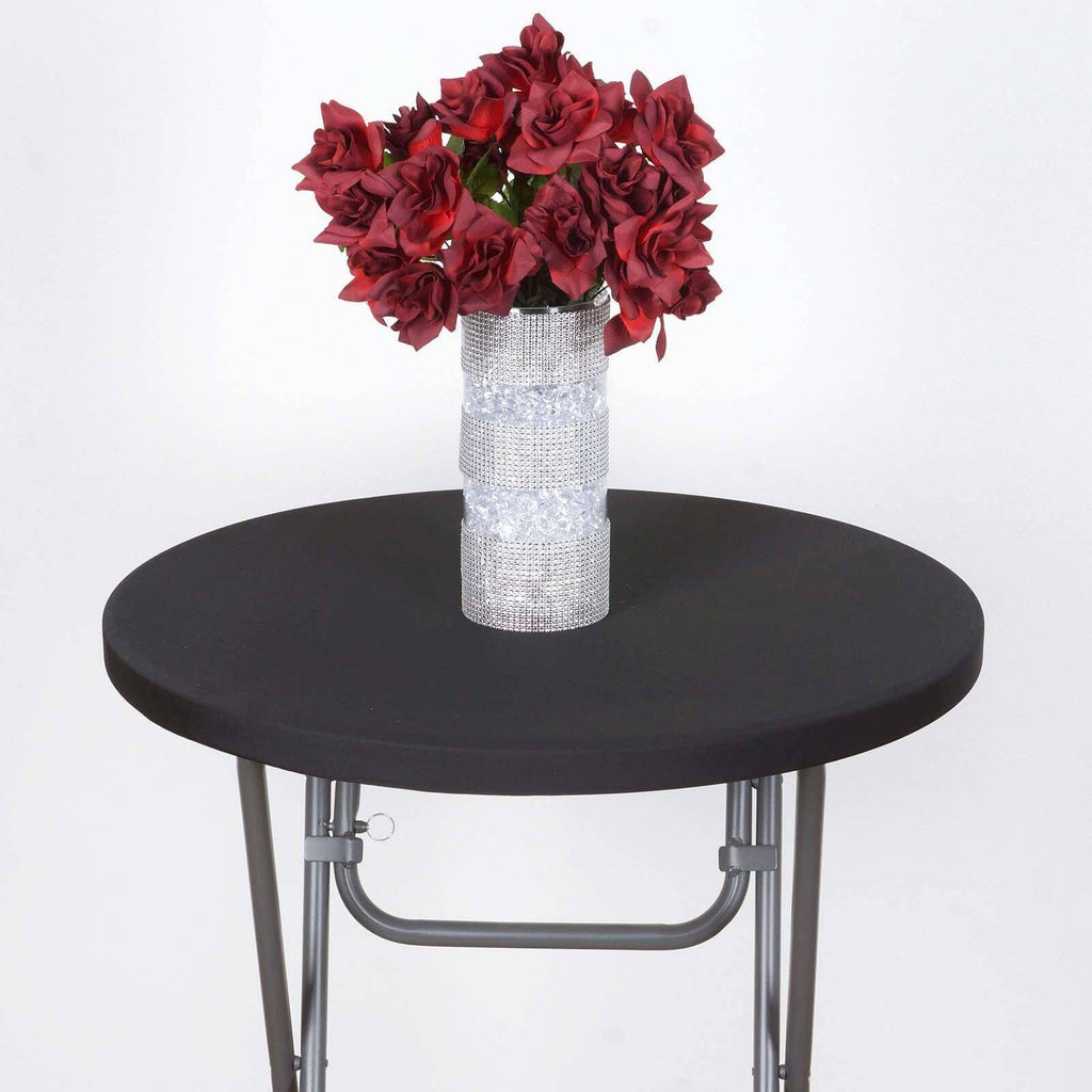 Spandex Cocktail Table Top Cover Black | TableclothsFactory