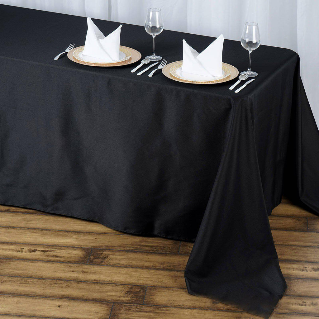 Premium Polyester Tablecloth 90"x156" Black | TableclothsFactory
