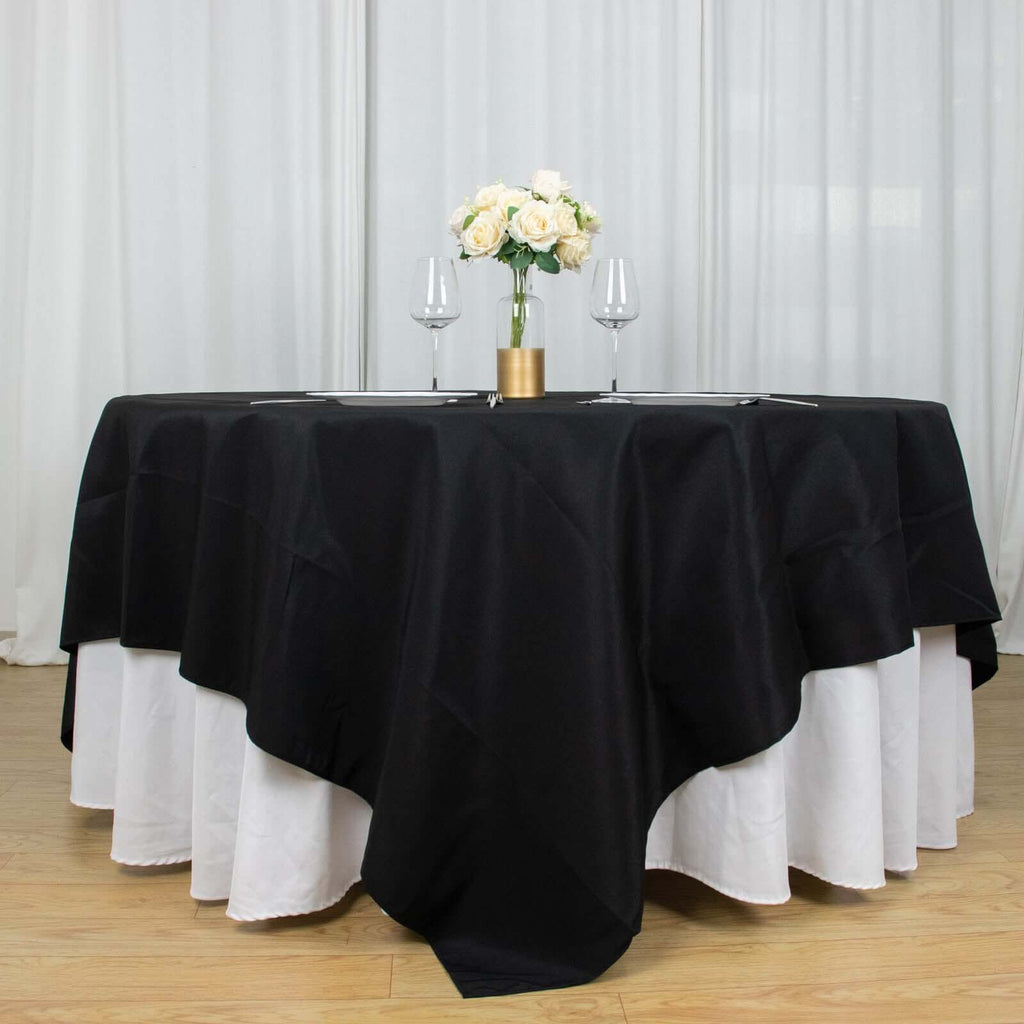Premium Polyester Overlay 90"x90" Black | TableclothsFactory