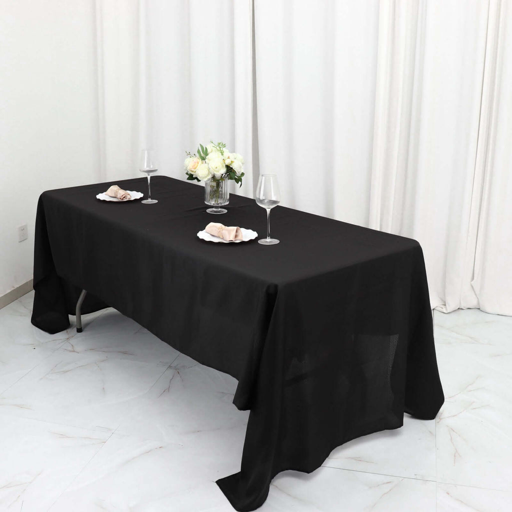 Polyester Tablecloth 60"x126" Black | TableclothsFactory