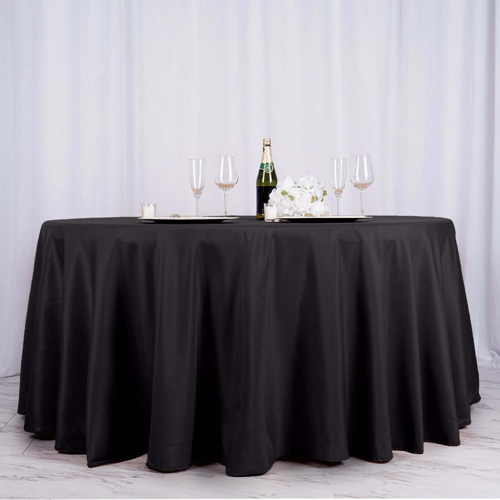 Polyester Tablecloth 132" Black | TableclothsFactory