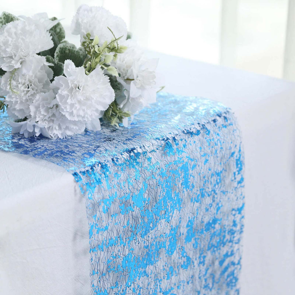 Mesh Polyester Table Runner 108" Royal Blue | TableclothsFactory