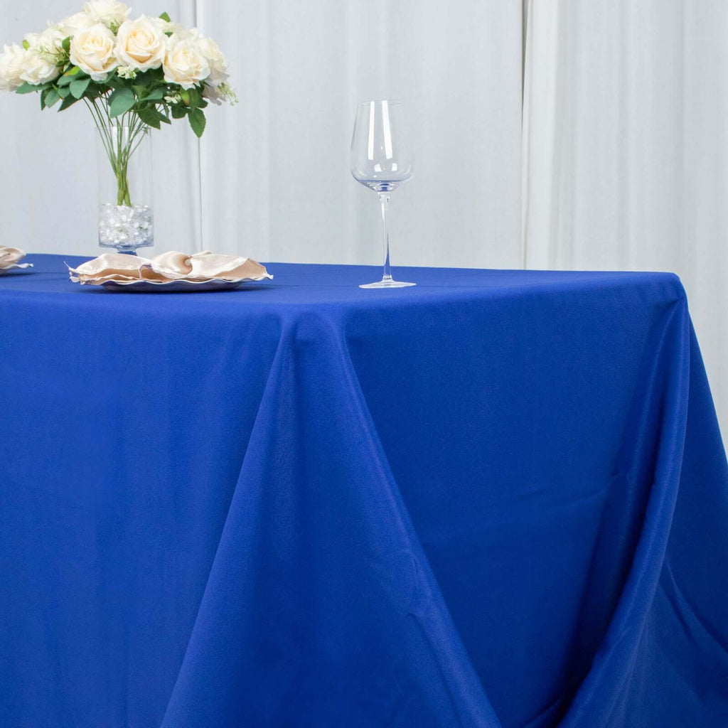 Premium Polyester Tablecloth 90"x132" Royal Blue | TableclothsFactory