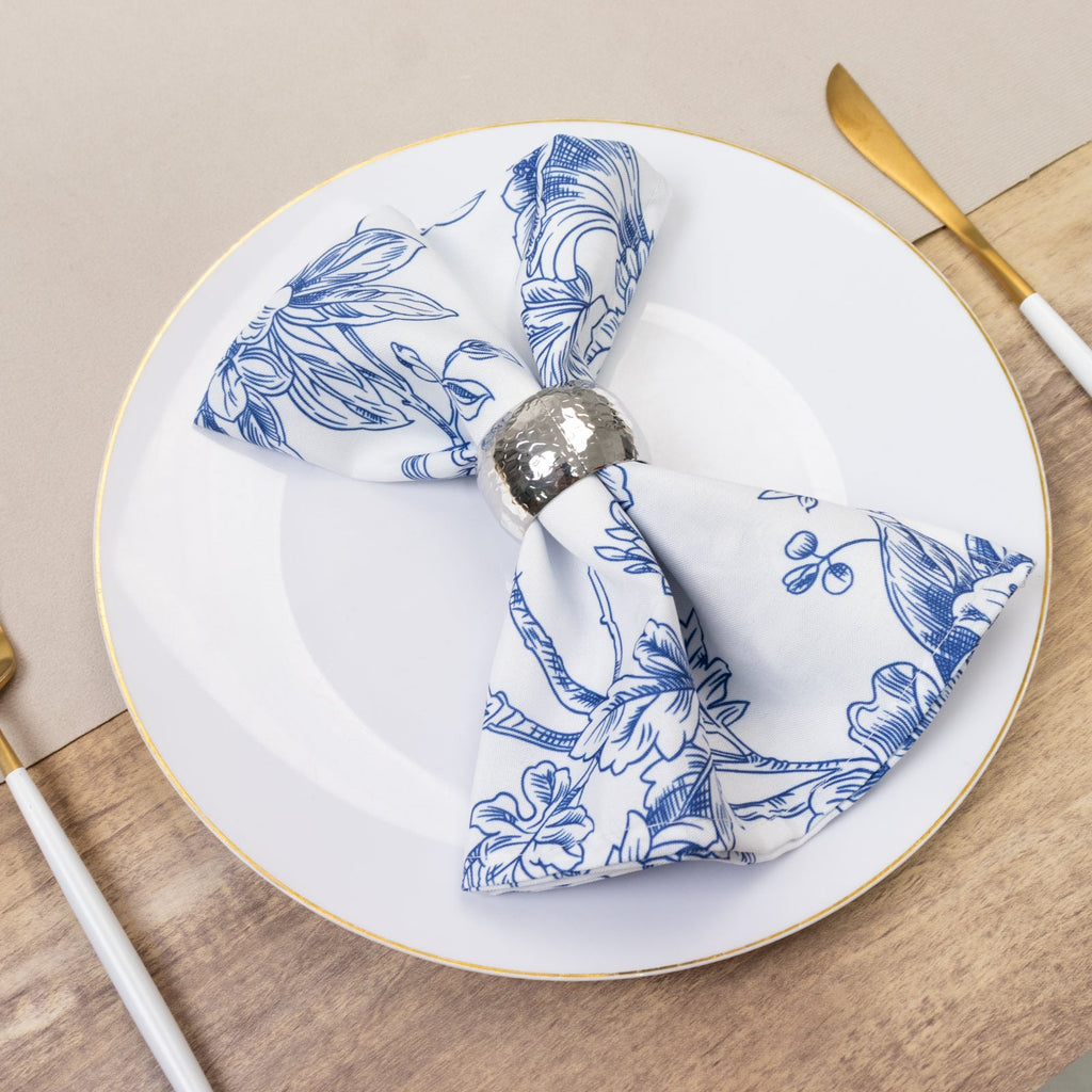 Toile Polyester Cloth Napkins Blue | TableclothsFactory