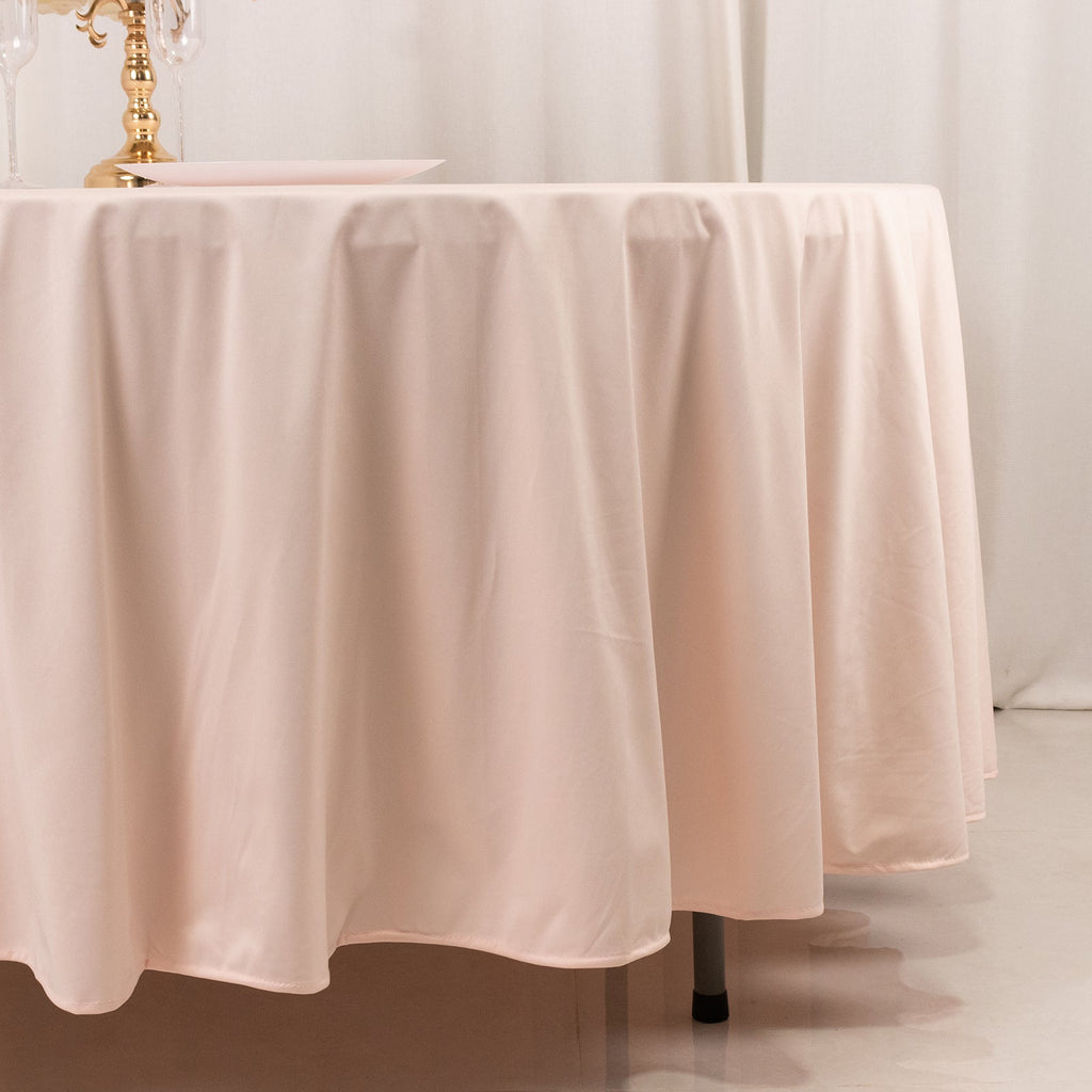 Premium Scuba Round Tablecloth 108" Blush | TableclothsFactory