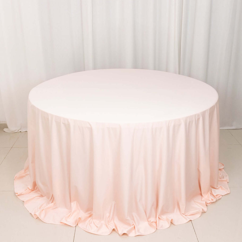 Premium Scuba Round Tablecloth 132" Blush | TableclothsFactory
